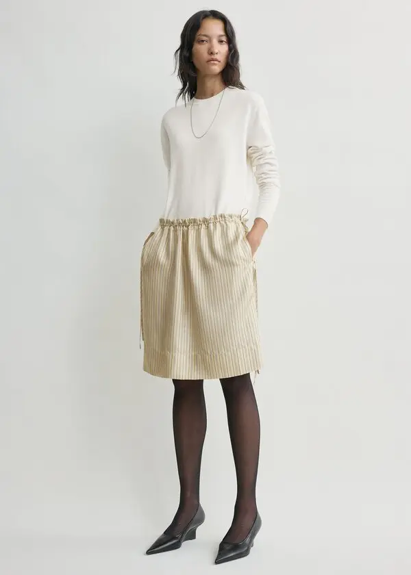 TOTEME Striped Mini Skirt - Beige