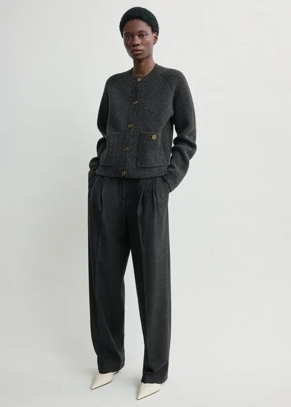TOTEME Hammered Button Cardigan - Grey