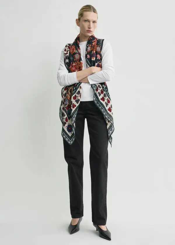 TOTEME Winter Blanket Scarf Navy/red