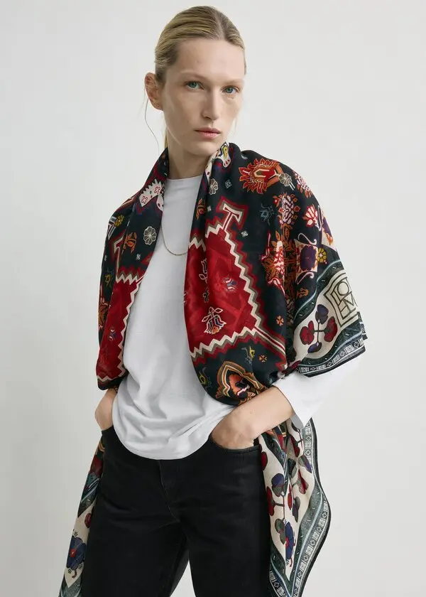 TOTEME Winter Blanket Scarf Navy/red