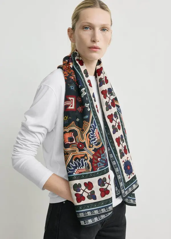 TOTEME Winter Blanket Scarf Navy/red