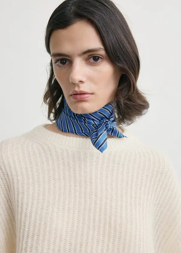 TOTEME Striped Silk Scarf Blue/navy