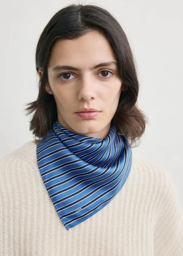 TOTEME Striped Silk Scarf Blue/navy