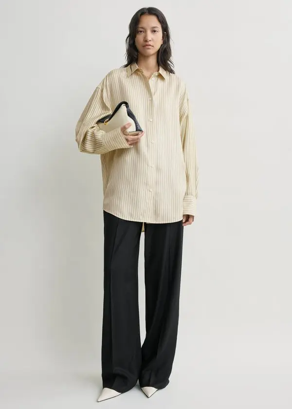 TOTEME Oversized Striped Shirt - Beige