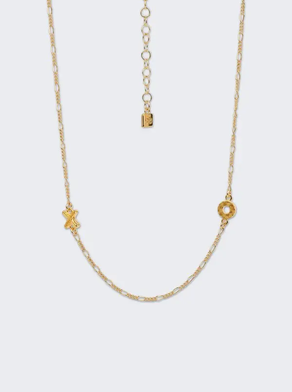GWEN BELOTI Xo Woven Double Charm Chain Necklace - Gold