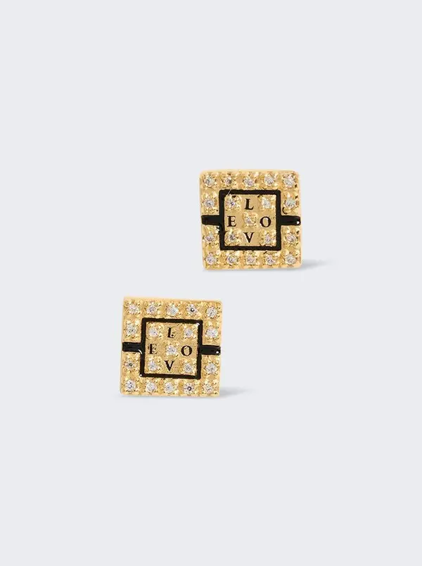 GWEN BELOTI Love Letter Cube Stud Earrings - Gold