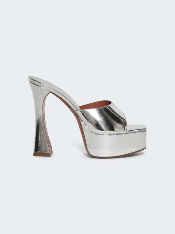 Amina Muaddi Dalida Plateau Slipper - Silver