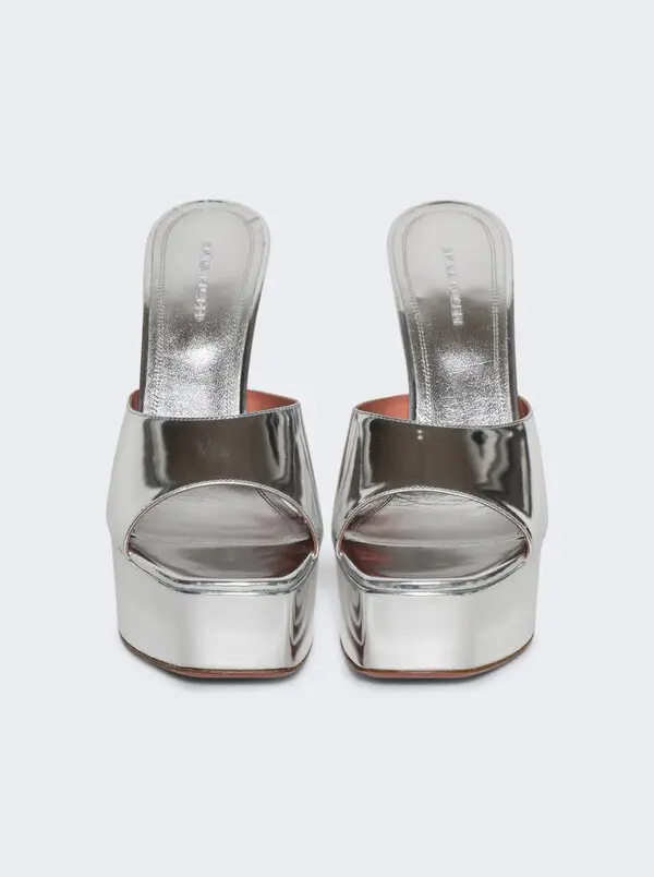 Amina Muaddi Dalida Plateau Slipper - Silver