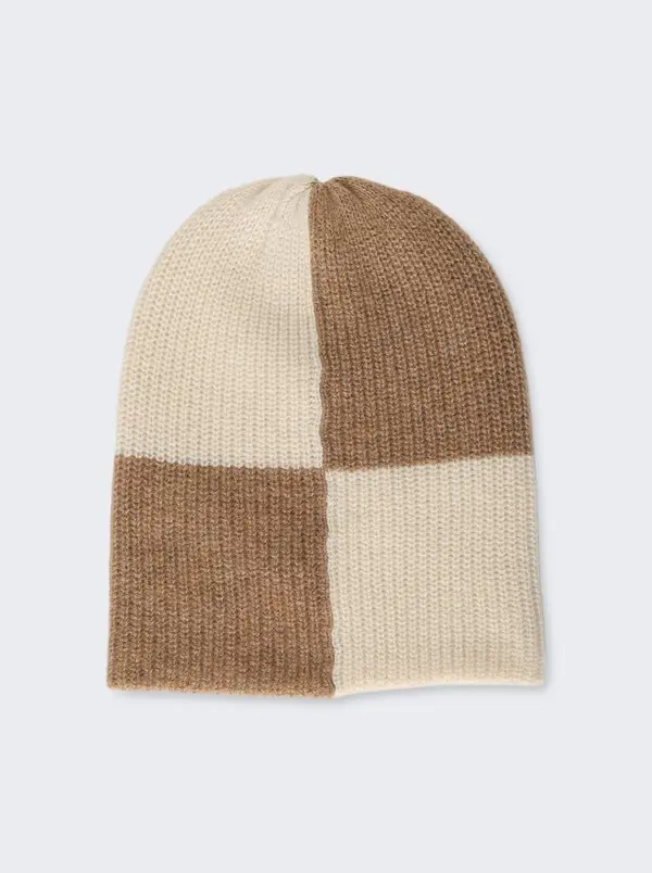 THE ELDER STATESMAN Checked Cashmere Watchman Cap - Beige