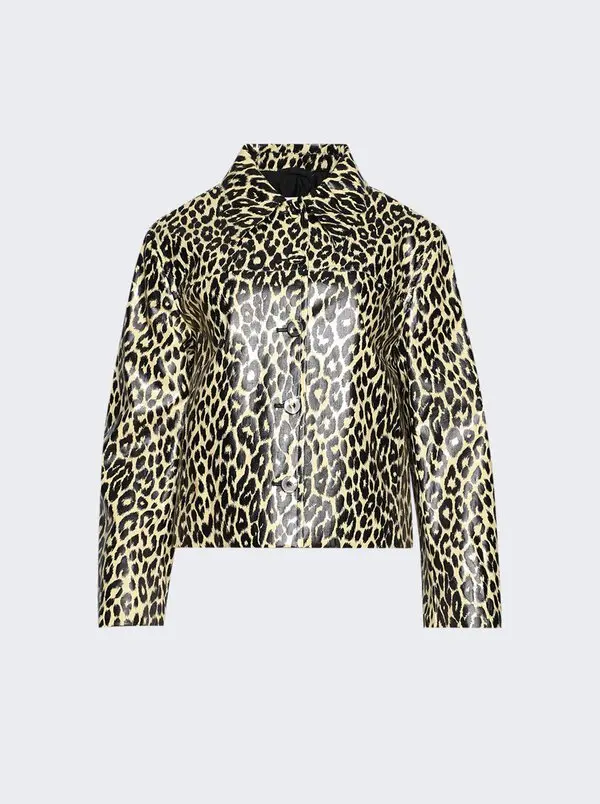 JIL SANDER Leopard Printed Canvas Jacket - Beige