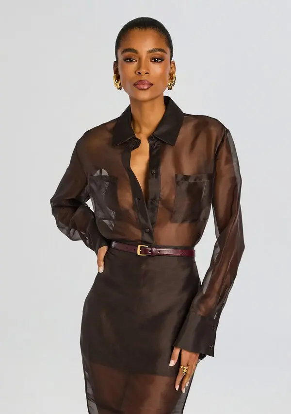 SEROYA Estella Silk Top - Ash Brown