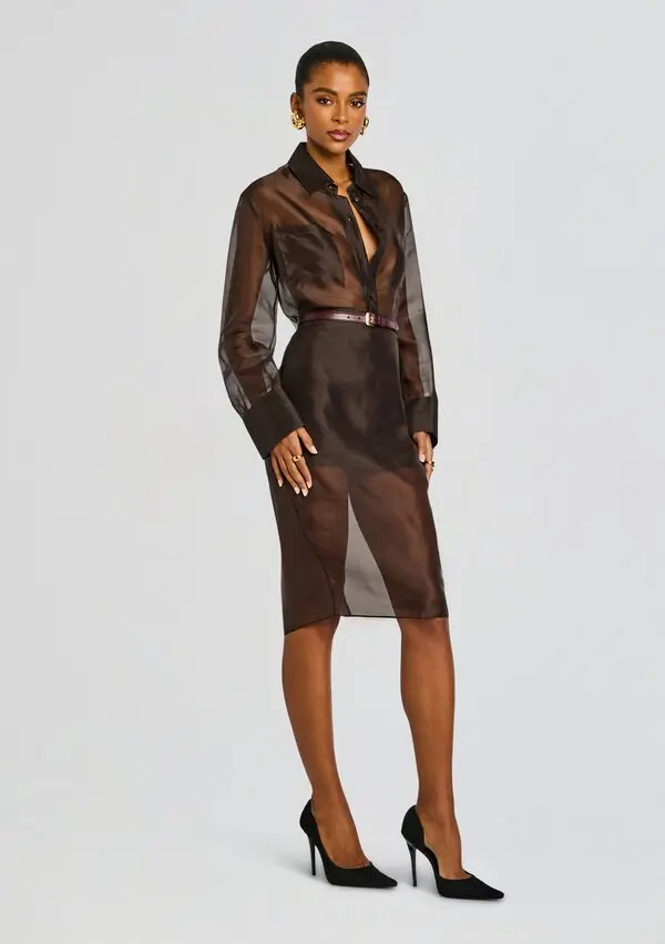 SEROYA Estella Silk Top - Ash Brown