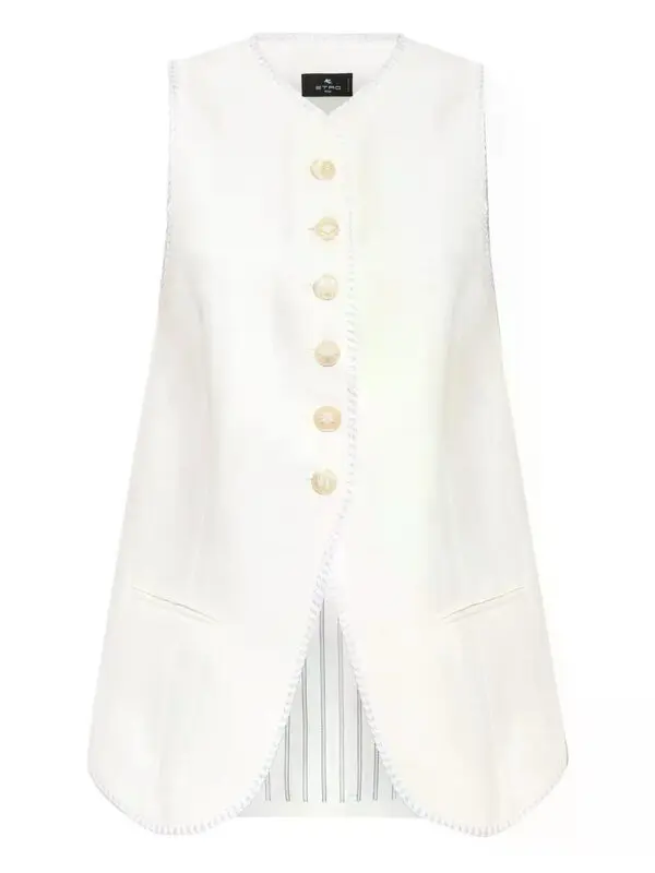 Etro Button-fastening Waistcoat With Crochet Trim