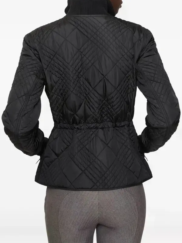 Burberry Wakerley Quilted Jacket With Drawcord Waist - Black