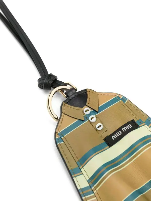 Miu Miu Striped Shirt Keyring - Brown