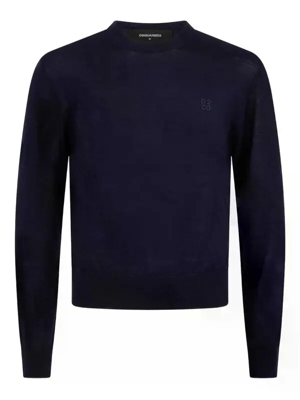 Dsquared2 Crew Neck Fine Virgin Wool Sweater With Embroidered Logo