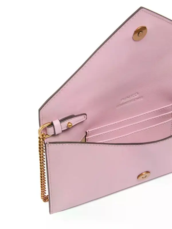 Pinko Small Leather Clutch Bag With Chain Strap - Pink