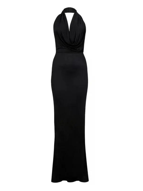 Dsquared2 Halterneck Maxi Dress With Draped V-neck