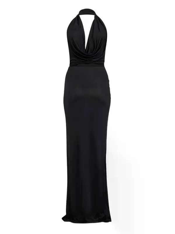 Dsquared2 Halterneck Maxi Dress With Draped V-neck
