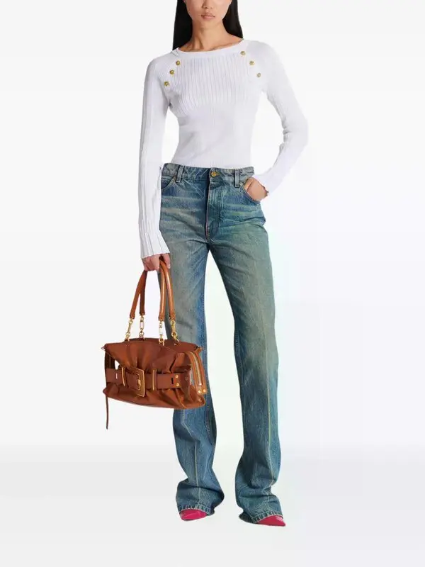 Balmain Faded Flared Straight-leg Jeans