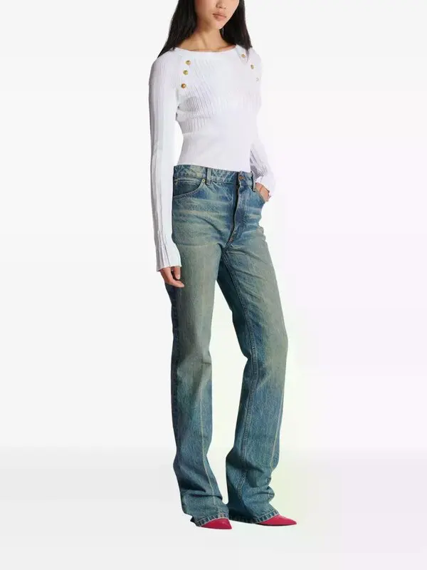 Balmain Faded Flared Straight-leg Jeans