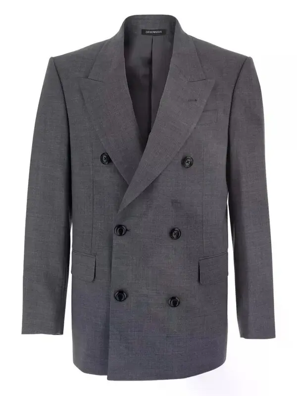 Emporio Armani Double-breasted Peak-lapels Blazer - Grey