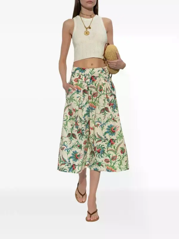 Etro Floral-pattern Midi Skirt - Neutrals