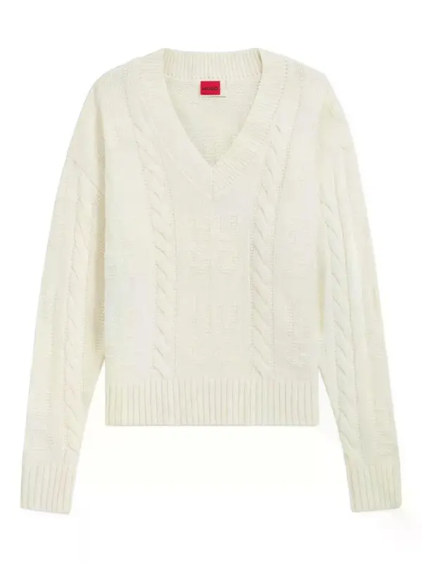 Hugo Cable-knit V-neck Sweater
