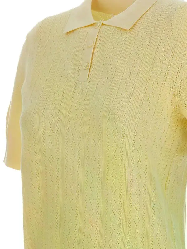 LISA YANG Pointelle Knit Polo Sweater