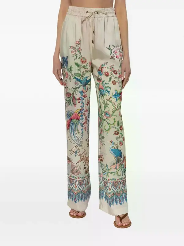 Etro Floral Print Trousers - Neutrals