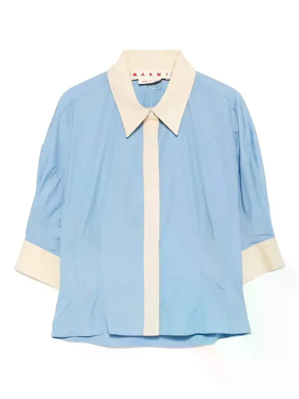 Marni Paneled Collared Top - Blue