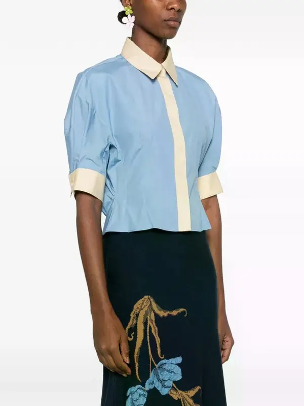 Marni Paneled Collared Top - Blue