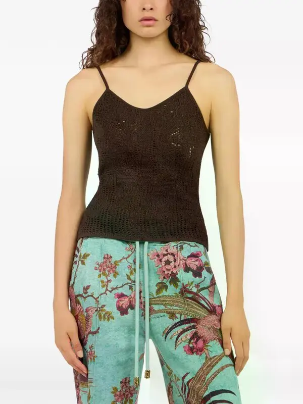 Roberto Cavalli Crochet Spaghetti-strap Top