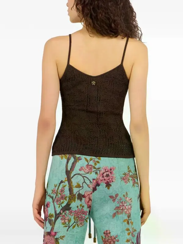 Roberto Cavalli Crochet Spaghetti-strap Top