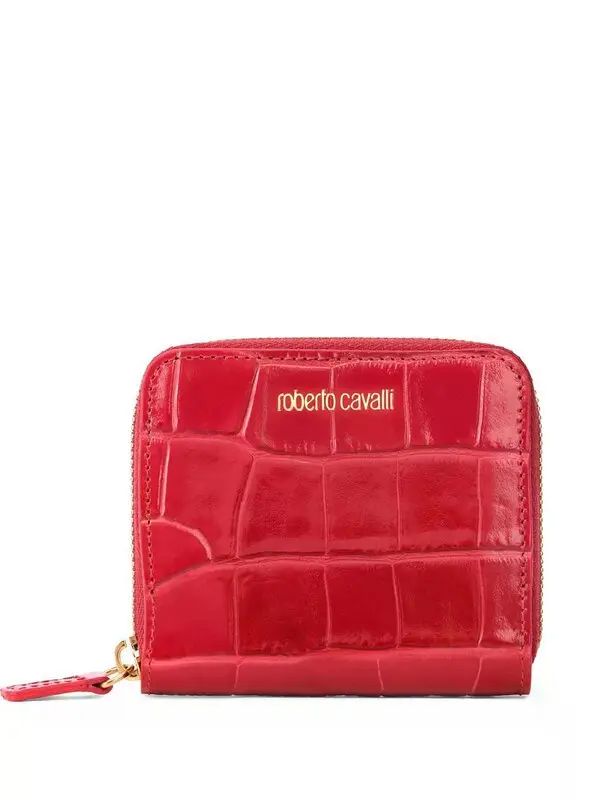 Roberto Cavalli Embossed Zip Wallet - Red
