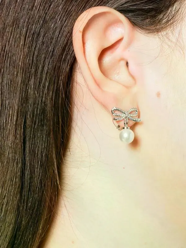 SELF-PORTRAIT Bow Drop Earrings - Silver