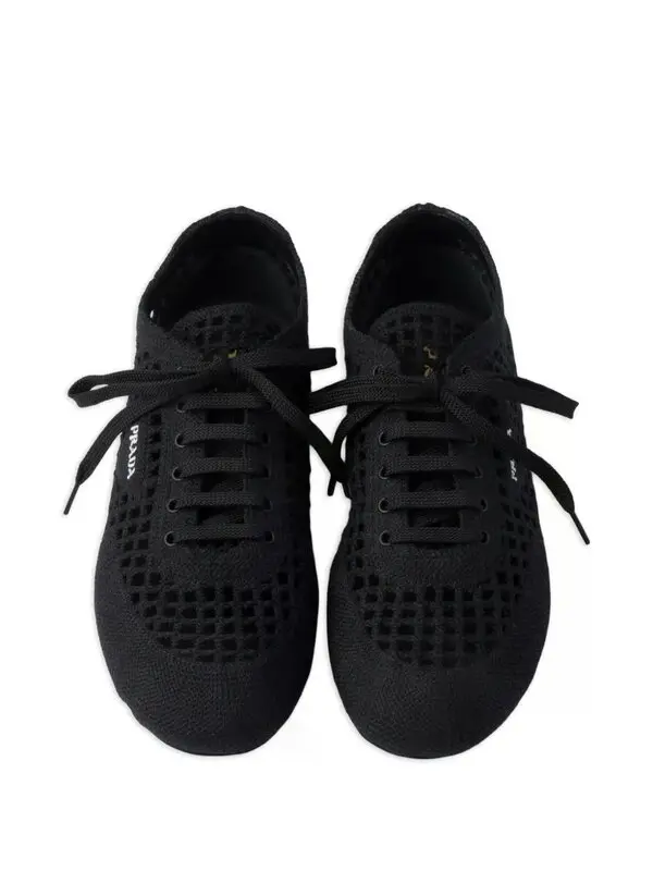 Prada Crochet Lace-up Sneakers - Black