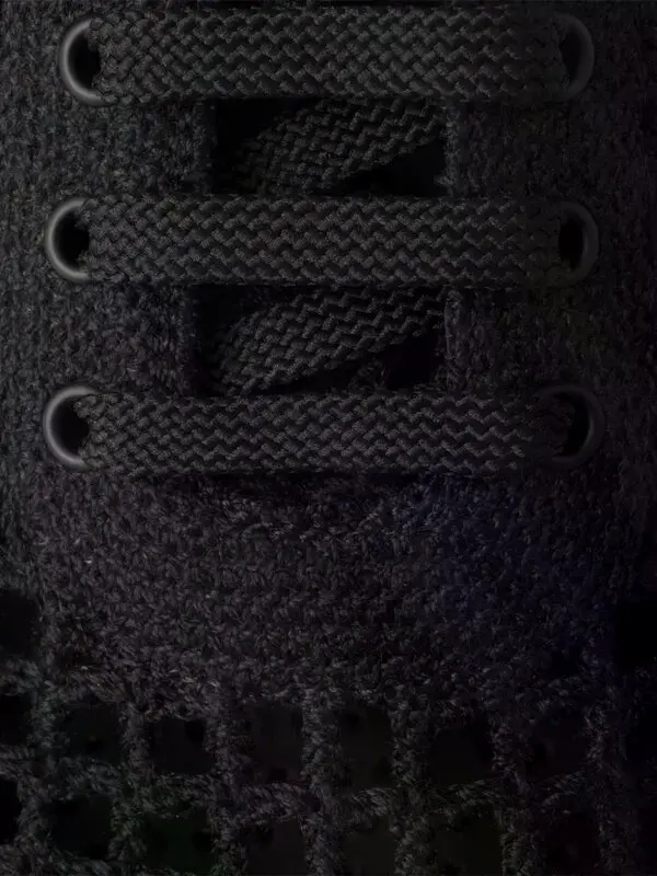 Prada Crochet Lace-up Sneakers - Black