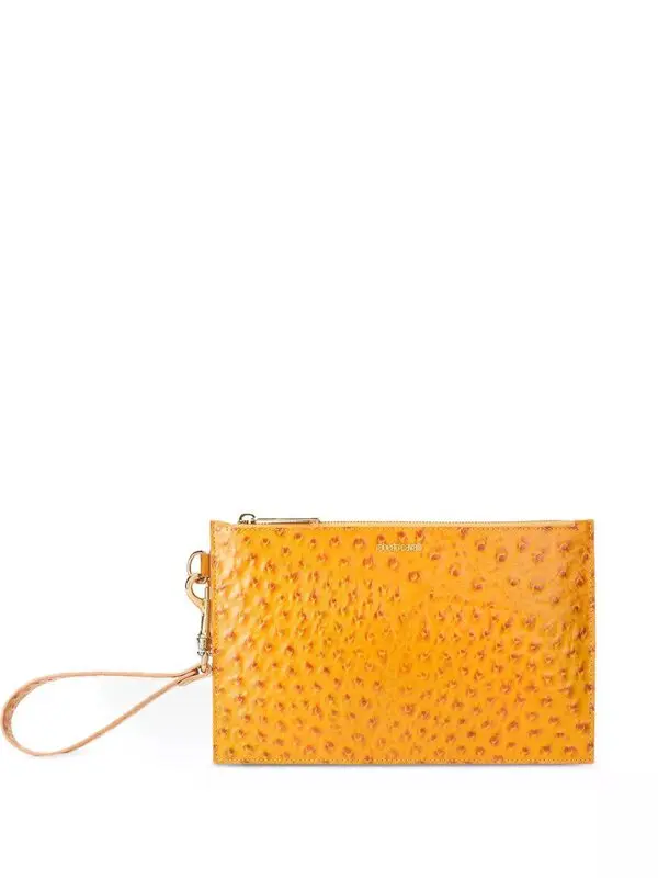 Roberto Cavalli Textured Clutch Bag With Wristlet Handle - Orange