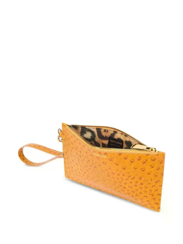 Roberto Cavalli Textured Clutch Bag With Wristlet Handle - Orange
