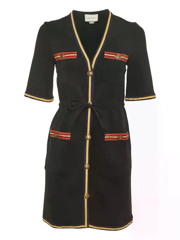 Gucci Stripe Trim Button Dress