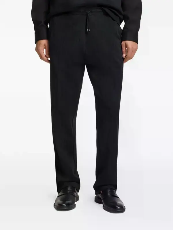 Hugo Ribbed Logo Track Pants - Black