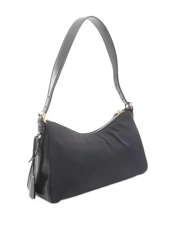 Prada 2013-2025 Leather And Tessuto Shoulder Bag - Black