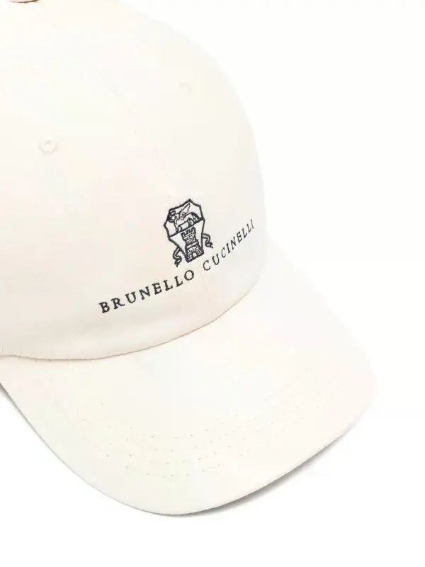 Brunello Cucinelli Crest Leather Strap Cap - Neutrals