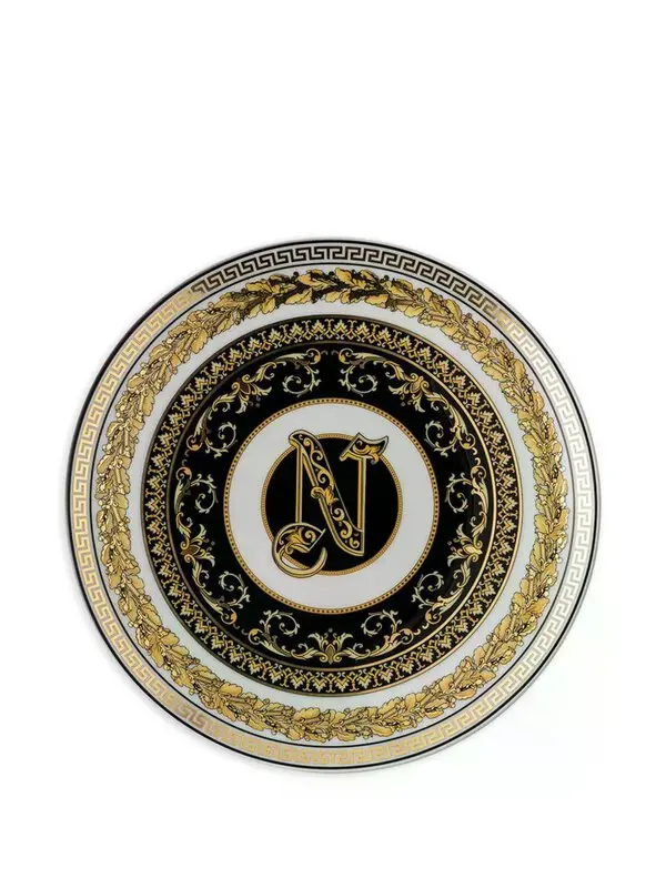 Versace Virtus Alphabet N Decorated Plate - Black