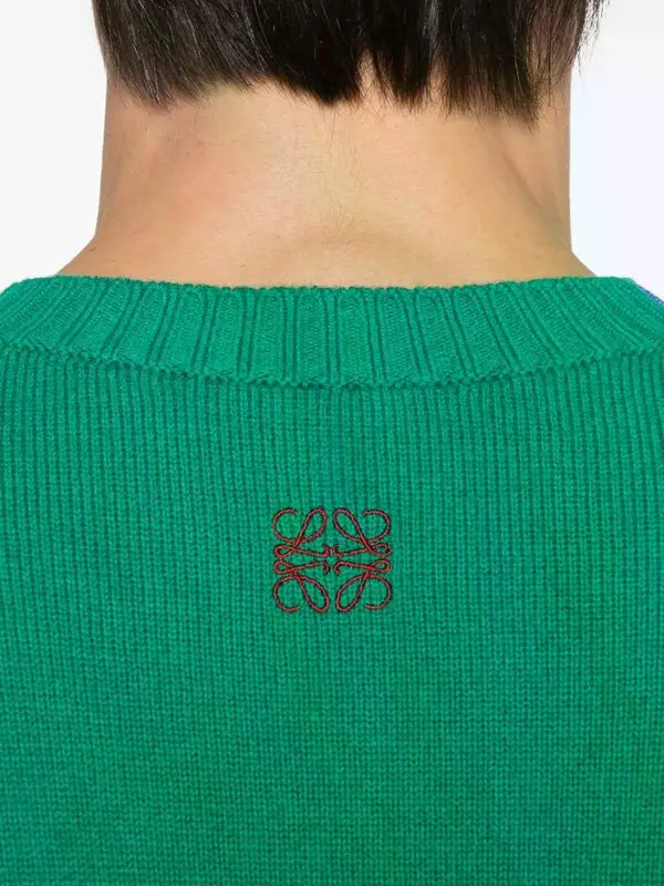 Loewe Colour-block Knitted Sweater - Green