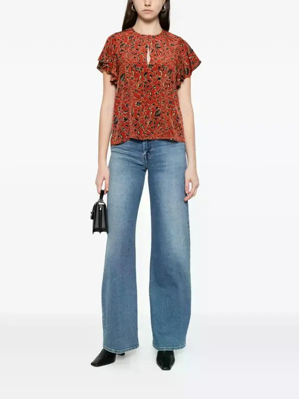 7 For All Mankind Buttoned Wide-leg Jeans