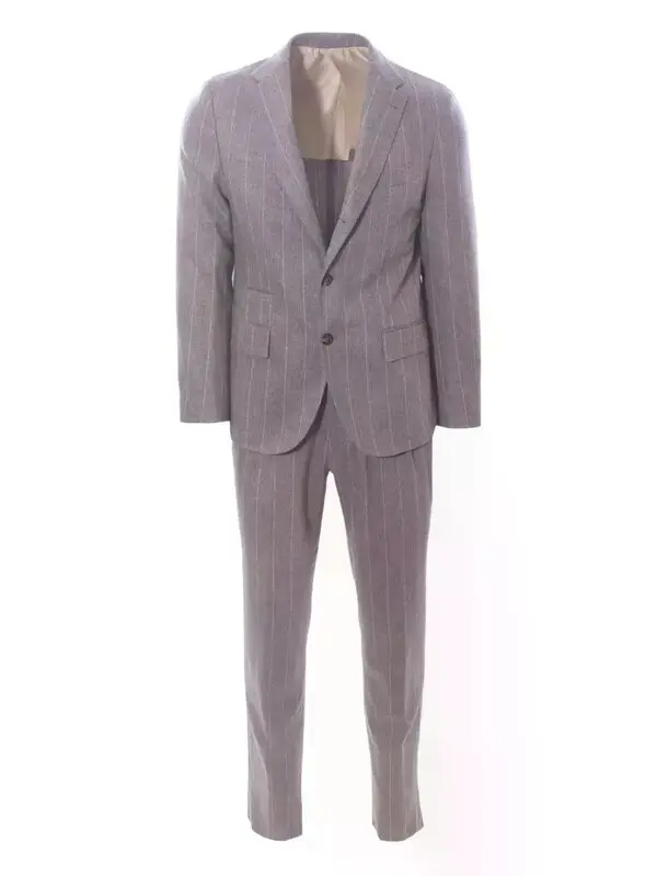 Eleventy Pinstripe Pleated Suit - Grey