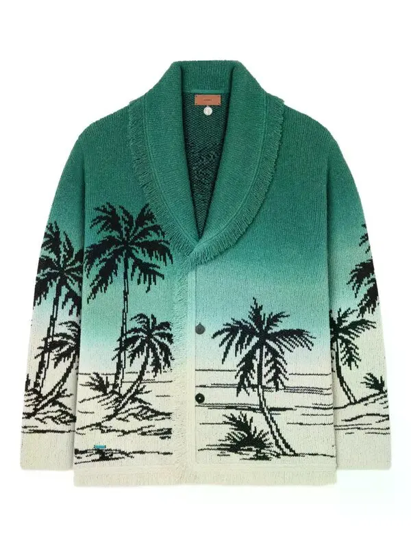 Alanui Wave Bloom Cardigan - Green