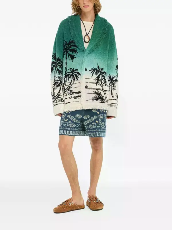 Alanui Wave Bloom Cardigan - Green